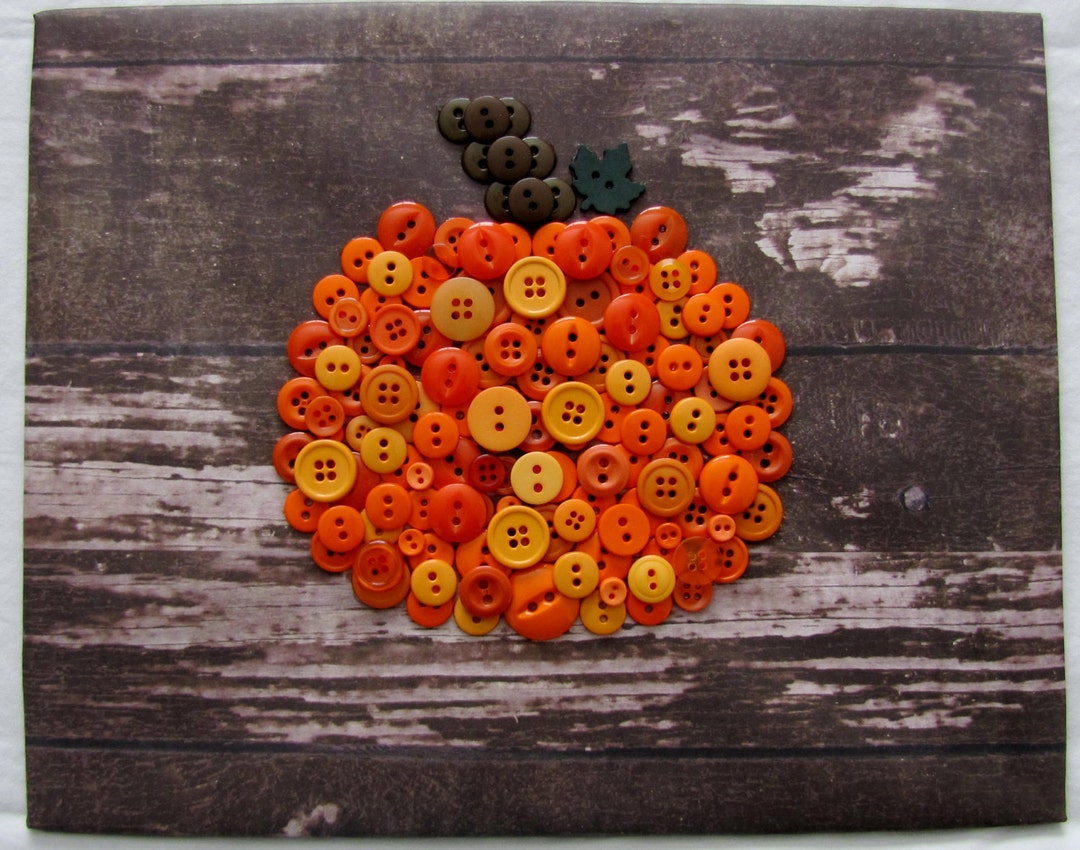 Pumpkin Button Art on Canvas - Etsy