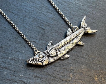 Silver Barracuda Necklace - Sterling Silver Barracuda Charm on a ...