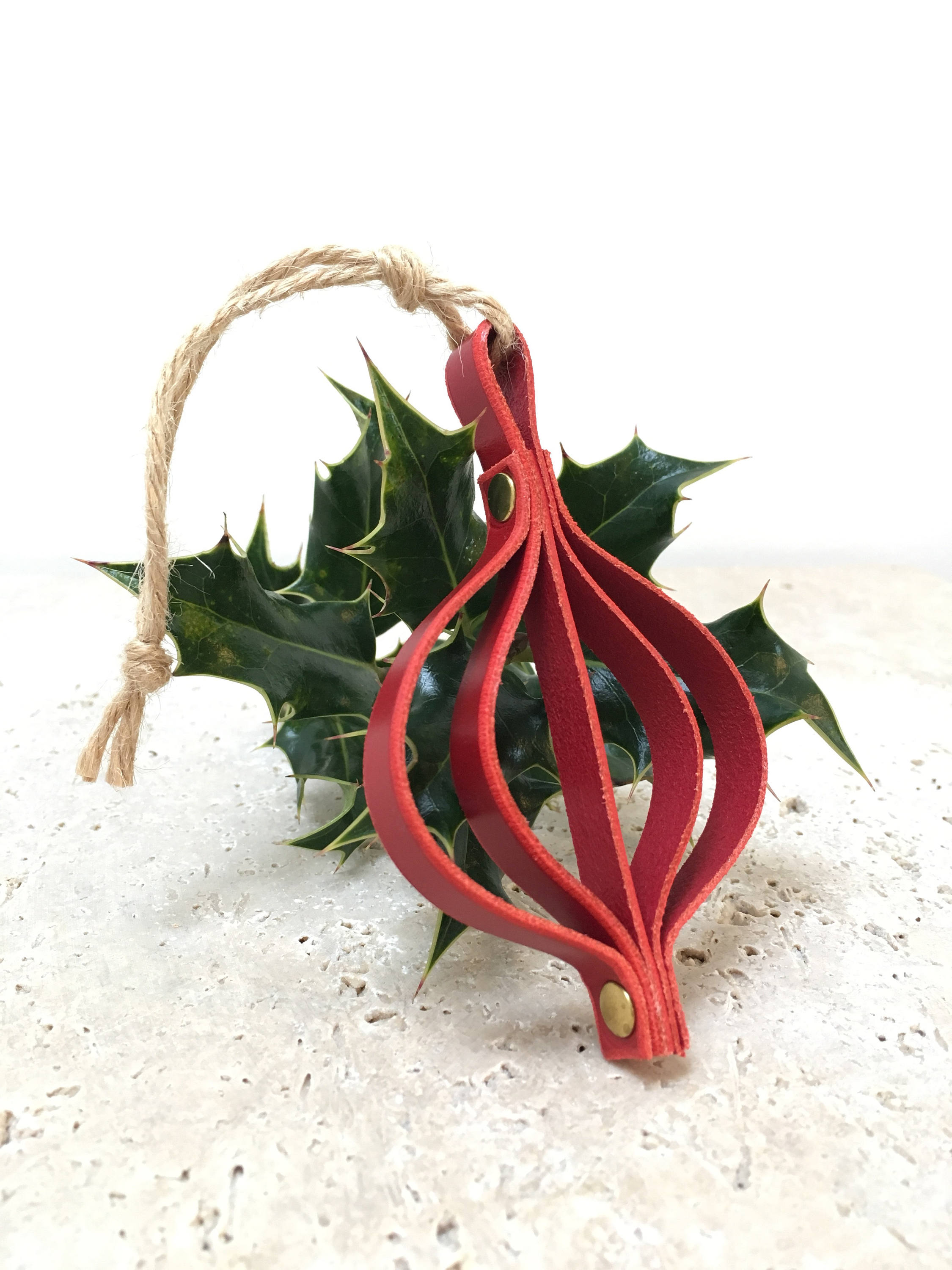 Handmade Red Leather Christmas Tree Decoration. Leather Bauble | Etsy UK