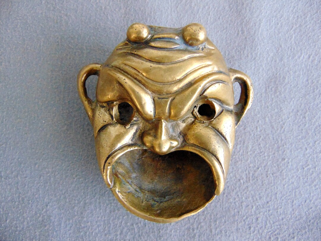 Antique German Bronze Ashtray Greek Satyr Mask Ca.1900-1910 - Etsy