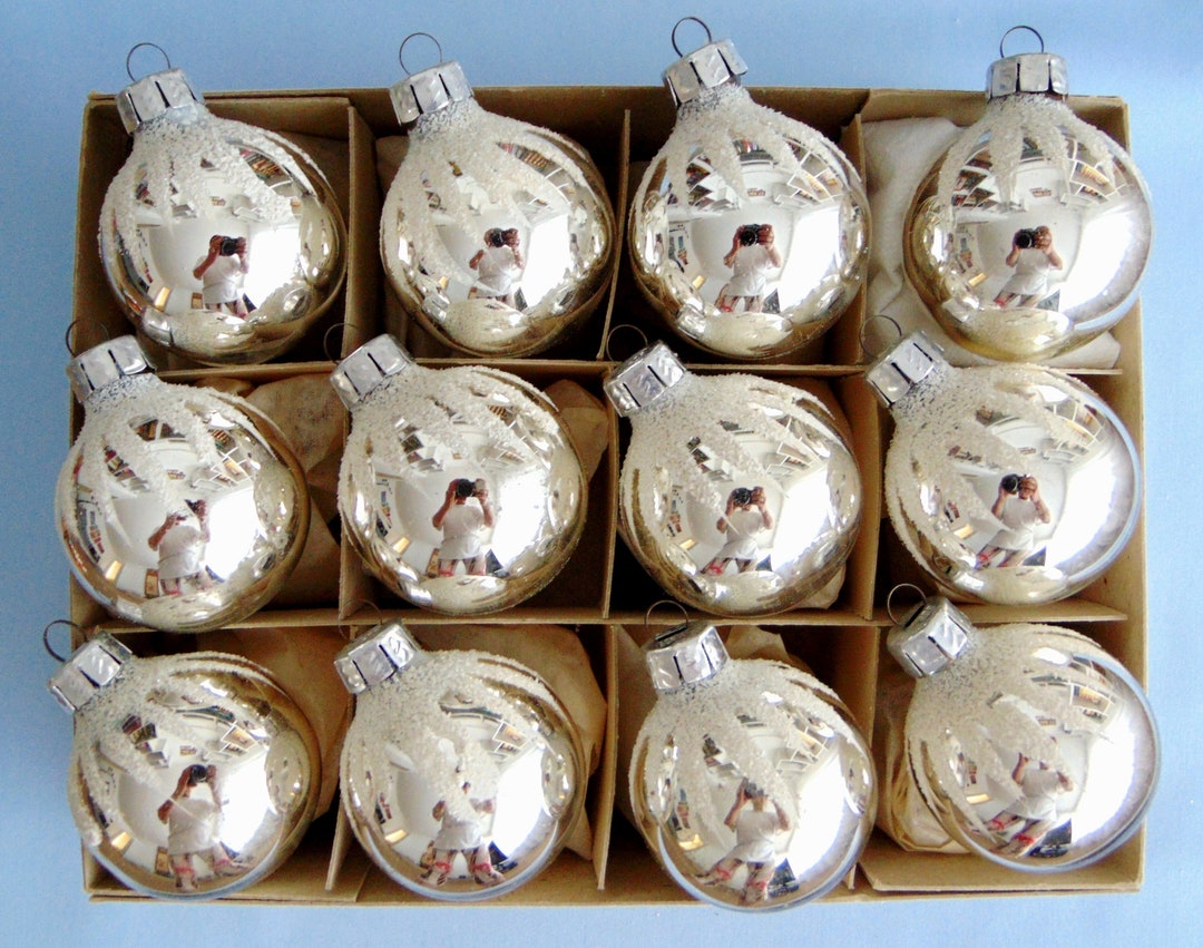 12 Vintage German Lauscha Glass Christmas Tree Ornaments Baubles ...
