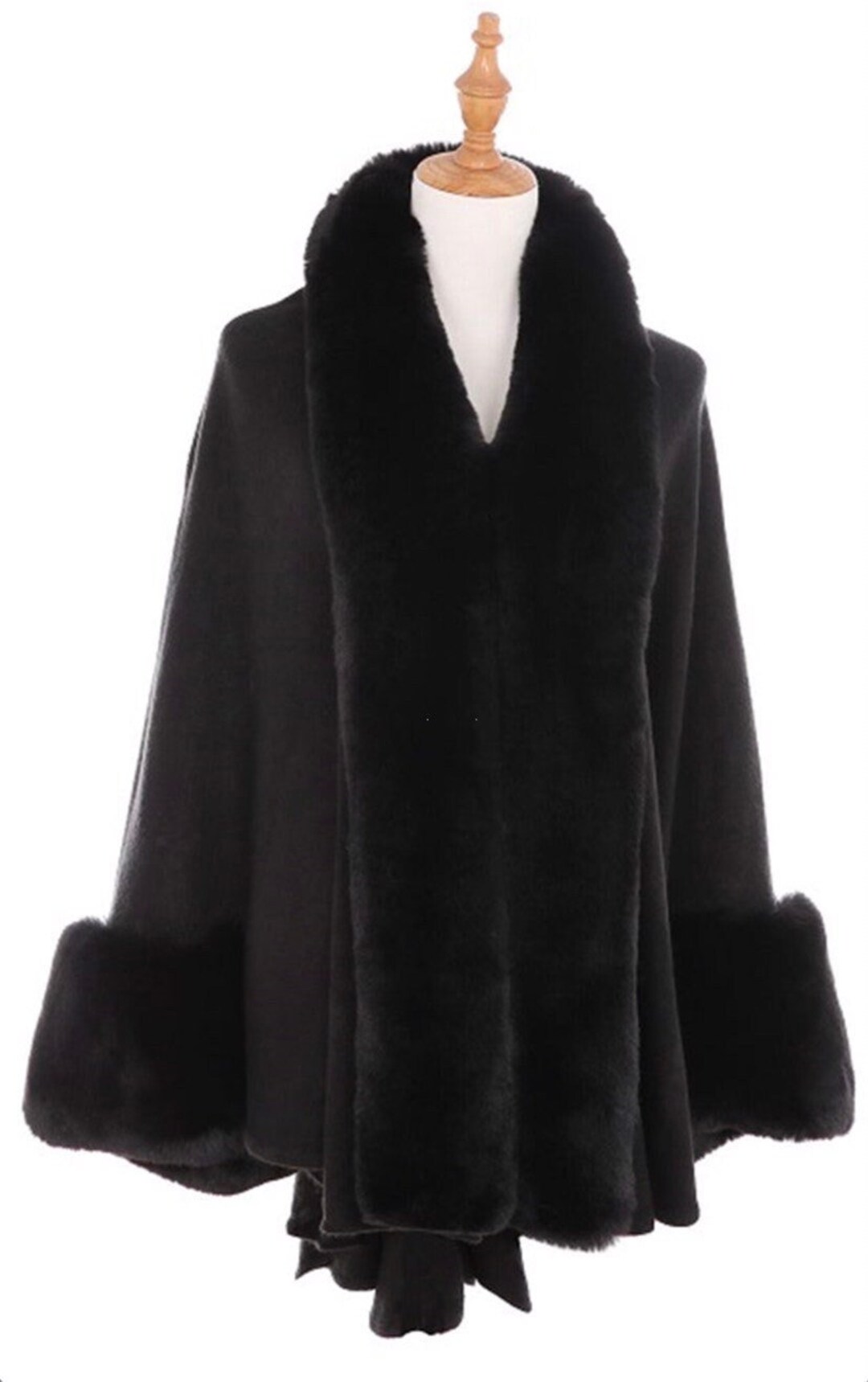 Luxe Faux Fur Trimmed Shawl Vegan Fur Trimmed Wrap - Etsy