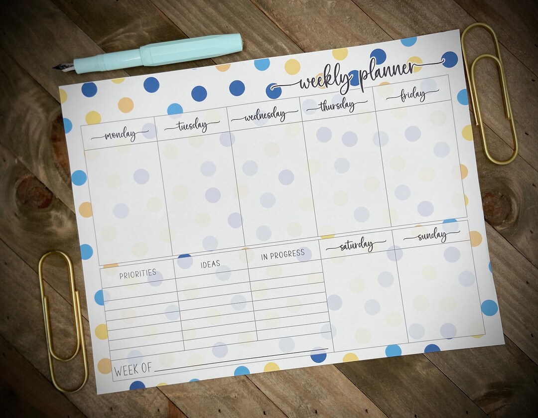 Weekly Planner Notepad, Colorful Polka Dot - Etsy