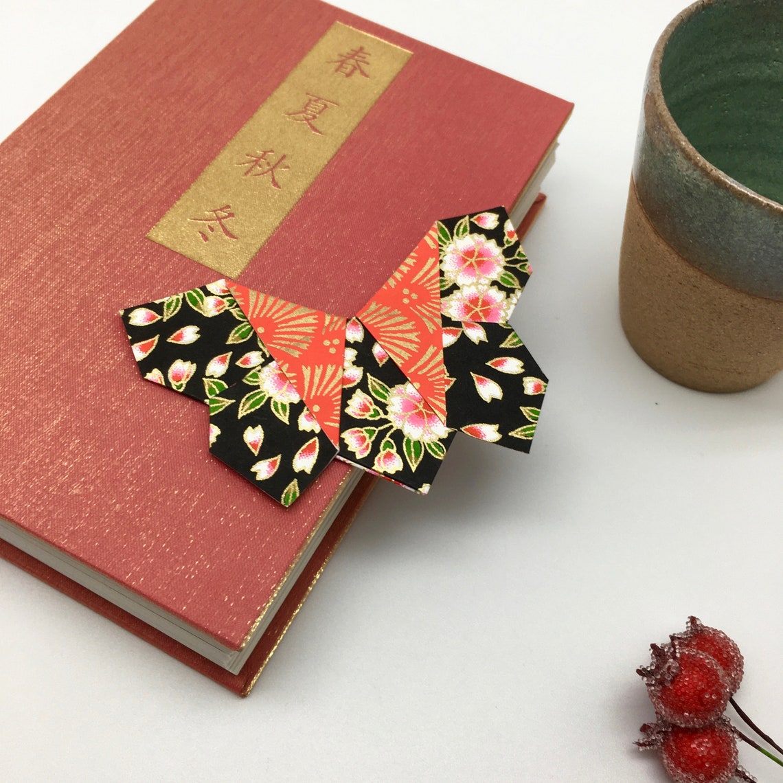 Red and Black Origami Butterfly Japanese Paper Bookmark - Etsy