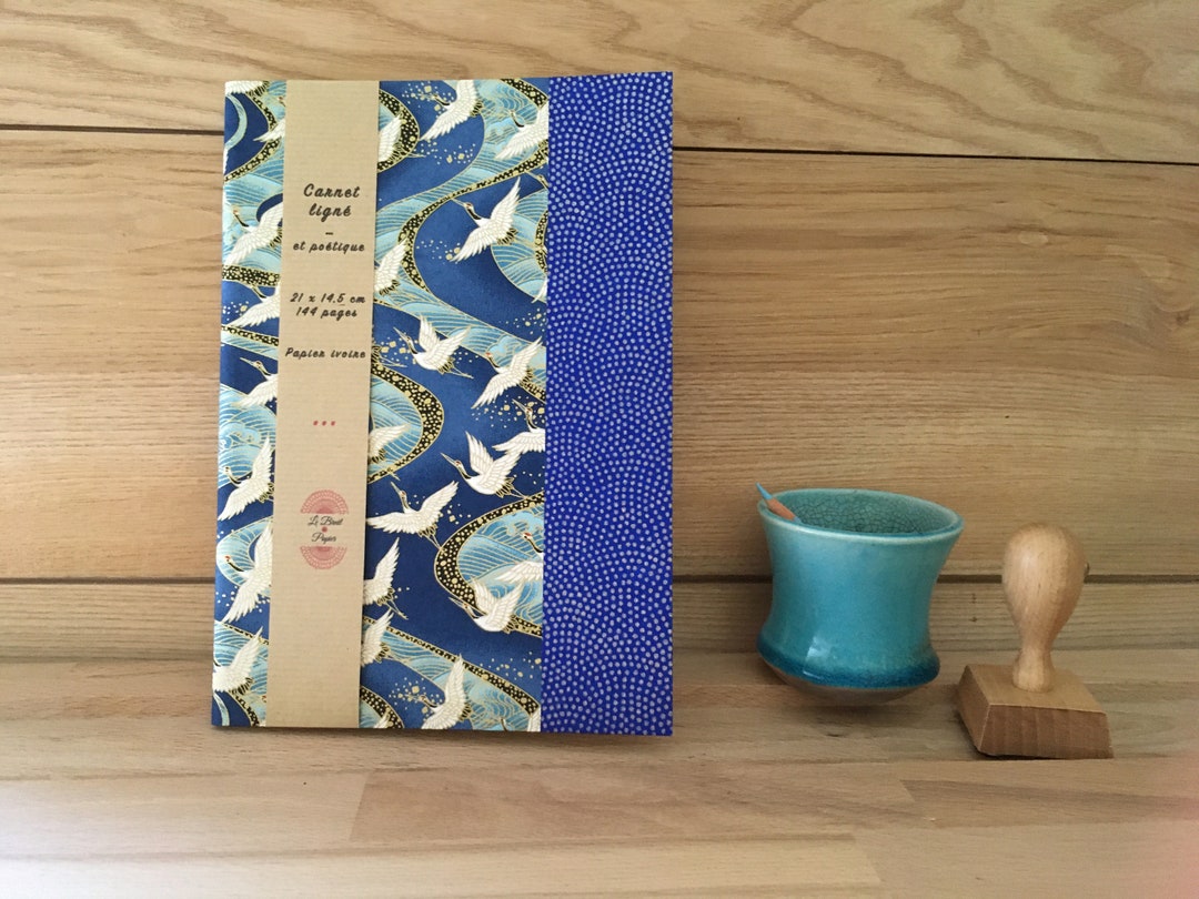 A5 Notebook With Blue Japanese Cranes, Lined or Blank Notebook ...