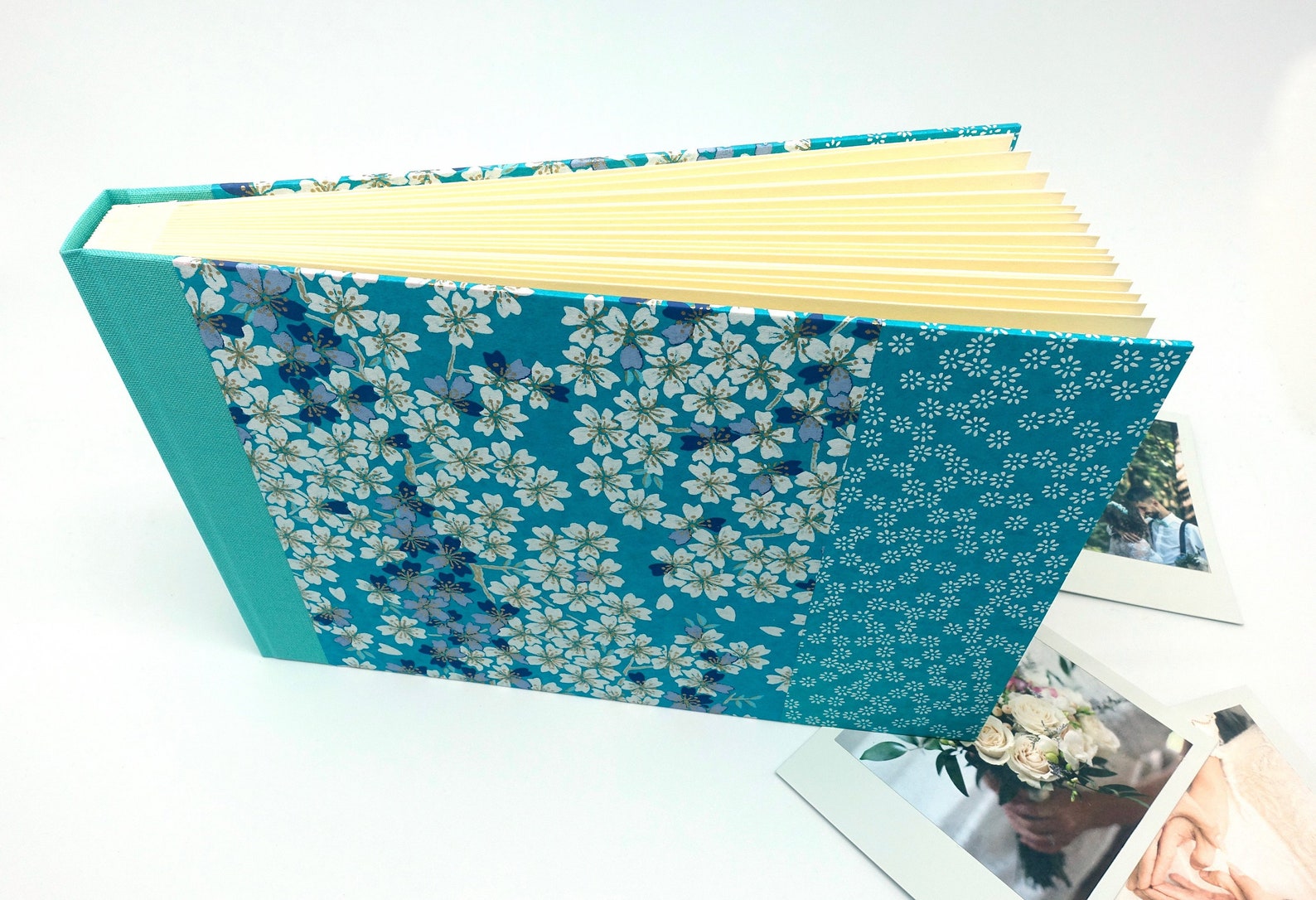 Blue and Mint Photo Album Custom Guest Goldbook Flowery - Etsy