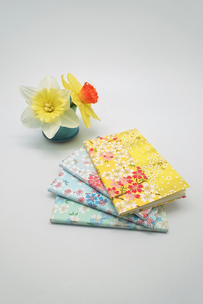 Lined note book yellow Japanese paper elebor spring | Etsy