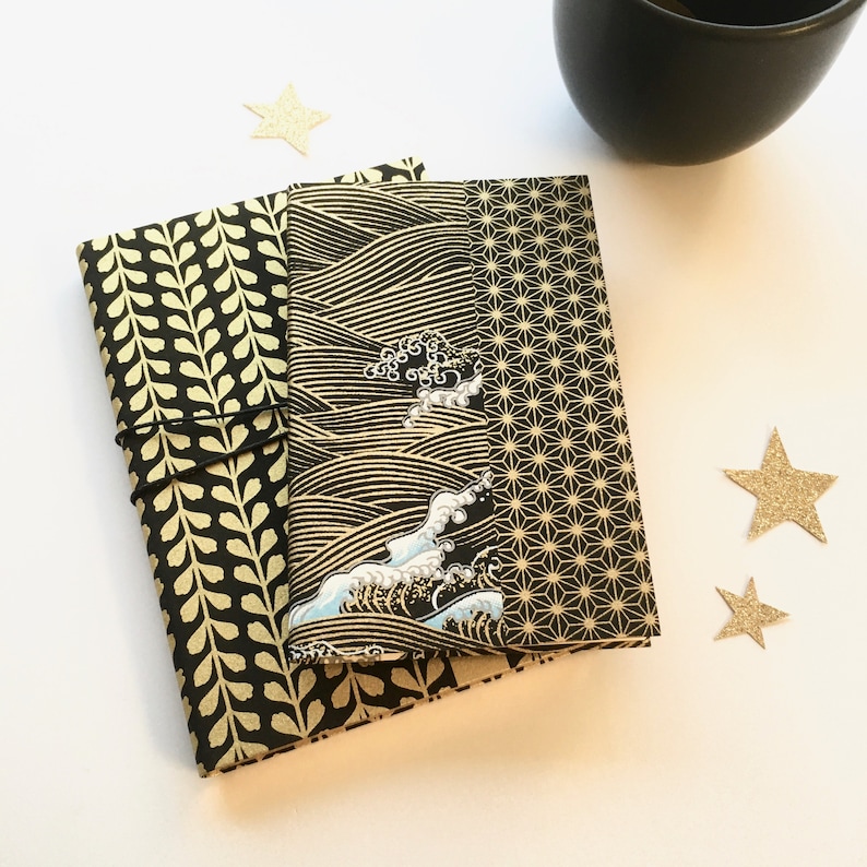 A6 Notebook, Black Gold Japanese Paper, Pocket Notebook, Logbook, Zen ...