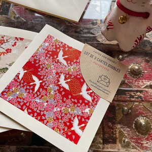 Japanese Paper Greeting Cards, Set of 3, Double Card and Envelope ...