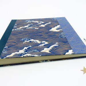 Customizable Photo Album in Japanese Paper, Ultramarine Hokusai Wave ...