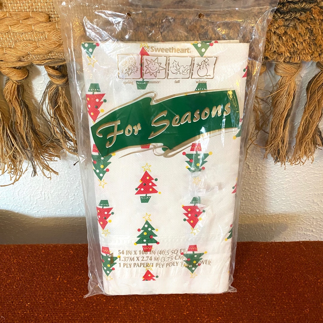 VTG 80s NOS Christmas Tablecloth Paper for Seasons Christmas Tree - Etsy