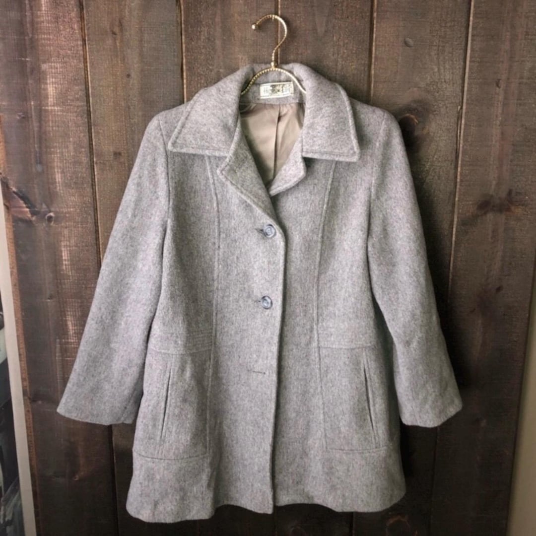 Vintage Herman Kay Gray Wool Pea Coat - Classic Gray Peacoat Made in ...