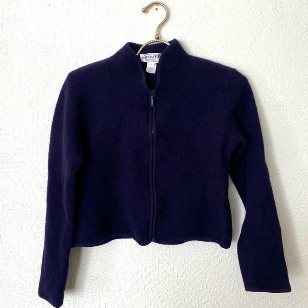 Pendleton Zip up Navy Blue Wool Cardigan Women’s Large - Etsy