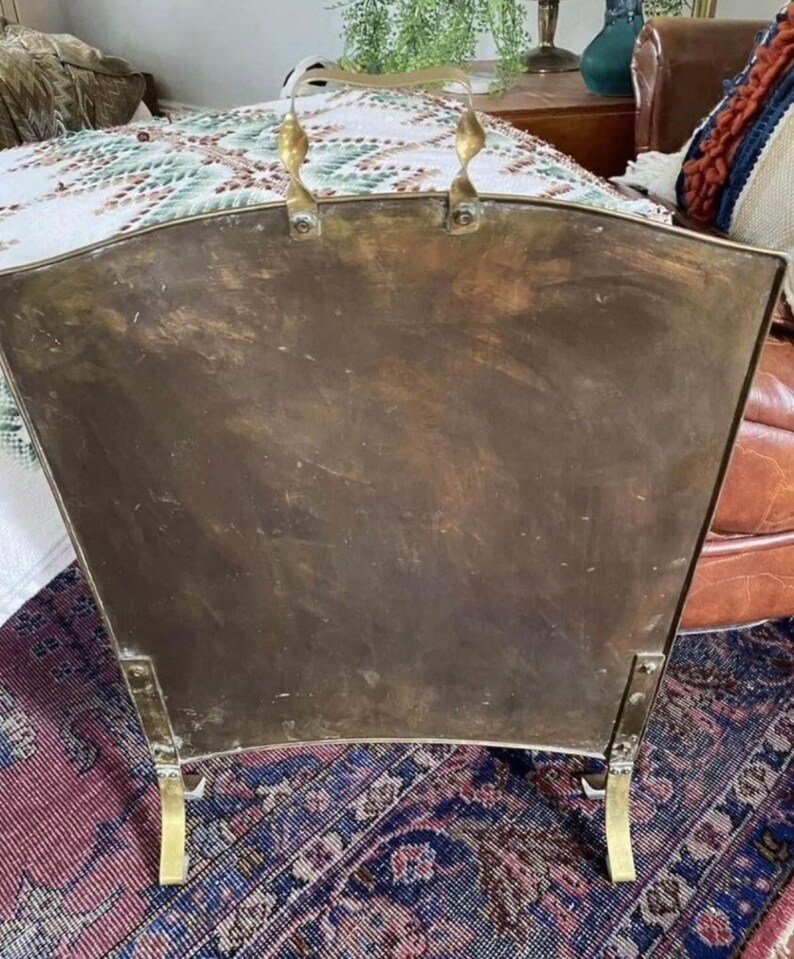 Vintage Aged Brass Fireplace Screen Chinese Screen Brass Chinoiserie ...