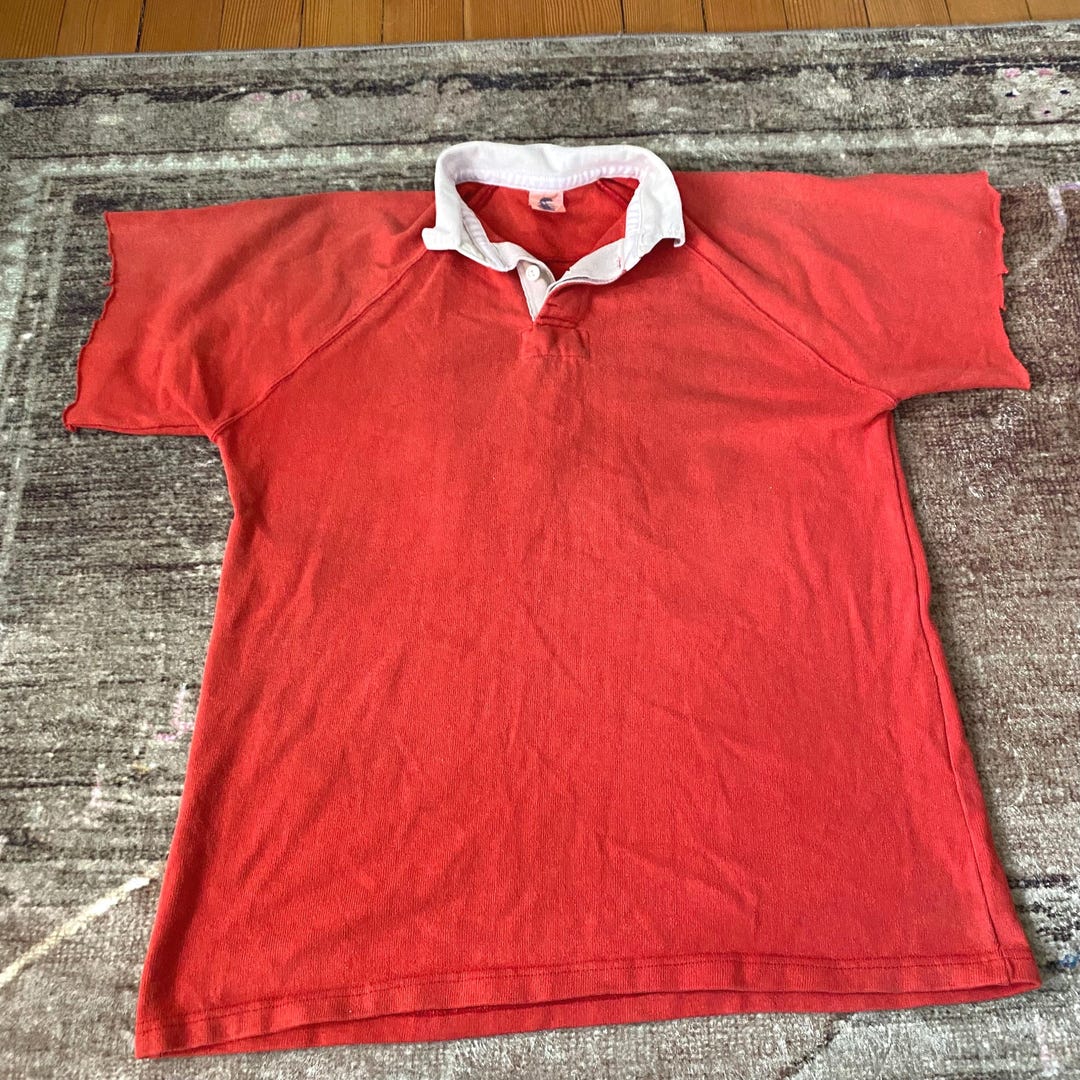 Vintage Lionheart Rugby Wear Red Rugby Shirt # 20 Cutoff Sleeves Faded ...