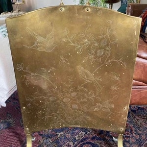 Vintage Aged Brass Fireplace Screen Chinese Screen Brass Chinoiserie ...