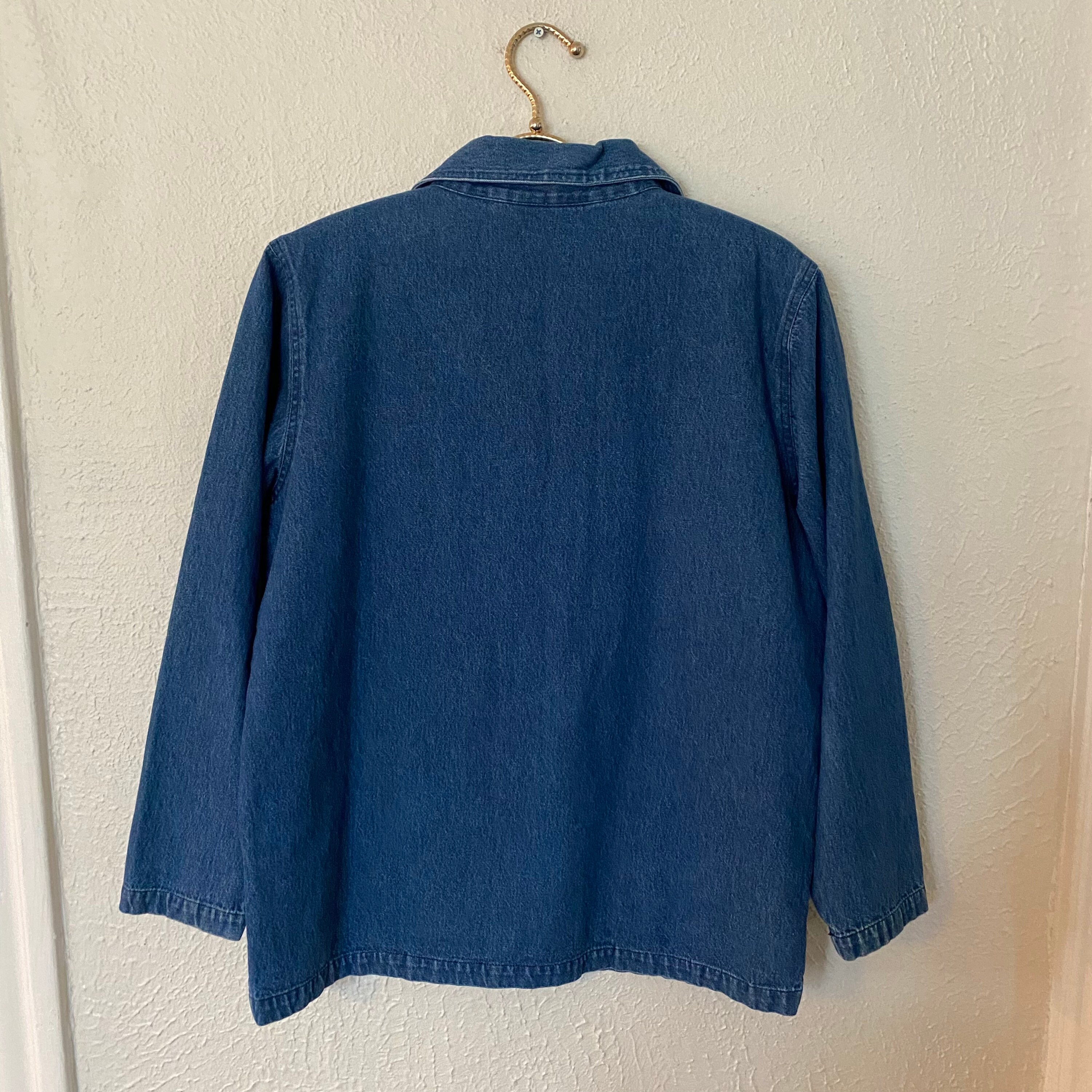 Vintage 90s Quacker Factory Denim Tapestry Christmas Jacket Snowman ...