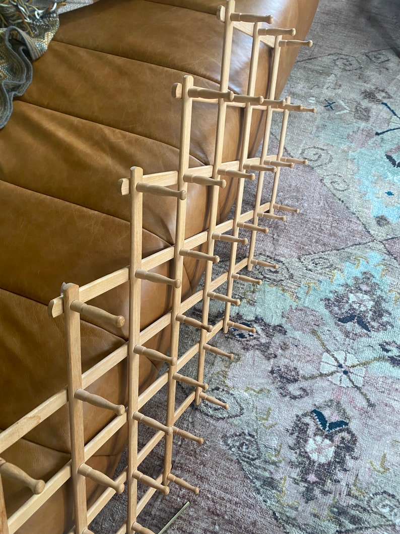 Vintage HUGE Blonde Wood Accordion Rack Peg Shelf 42 Pegs Boho ...