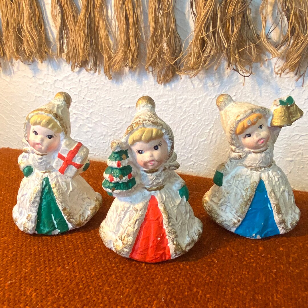 Vintage MCM Paper Mache Hand Painted Angels Dolls Girls by - Etsy
