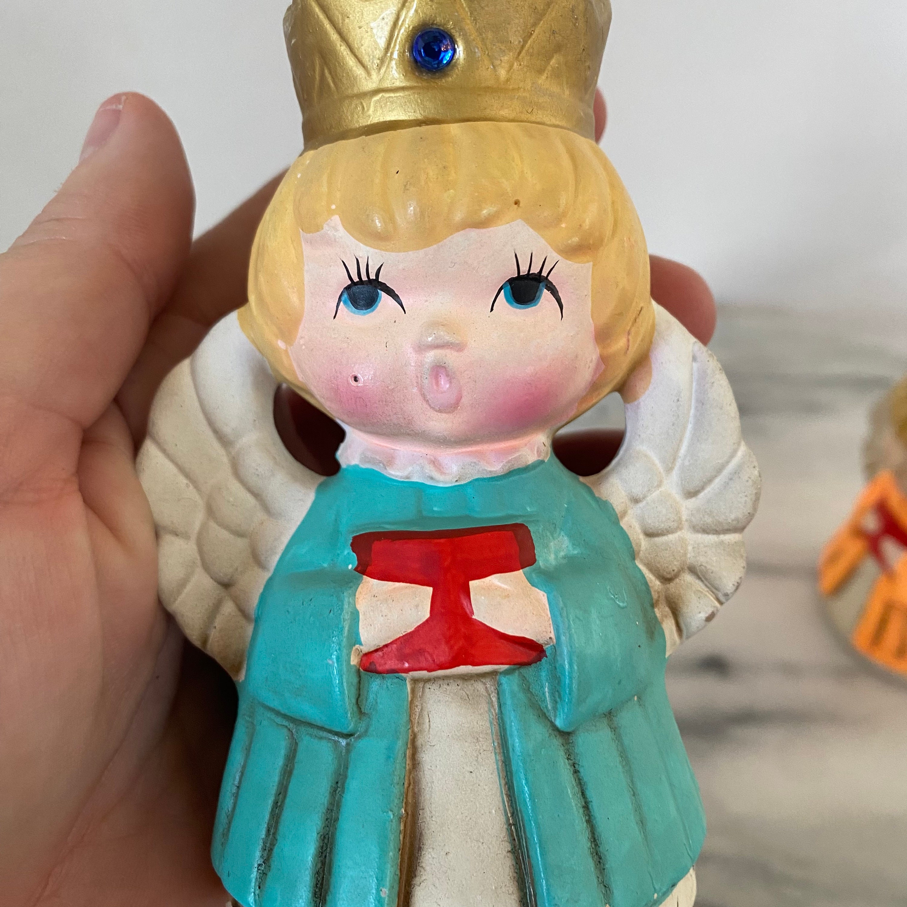 Set 3 Vintage MCM Homco Christmas Angel Candle Holder Kitsch Set 3 Vintage MCM Homco Christmas Angel Candle Holder Kitsch