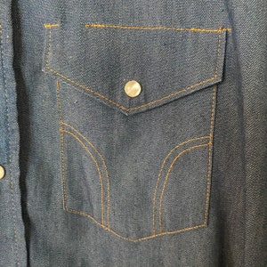 Vintage Dickies Vaquero Denim Pearl-snap Button Down Shirt Hipster ...