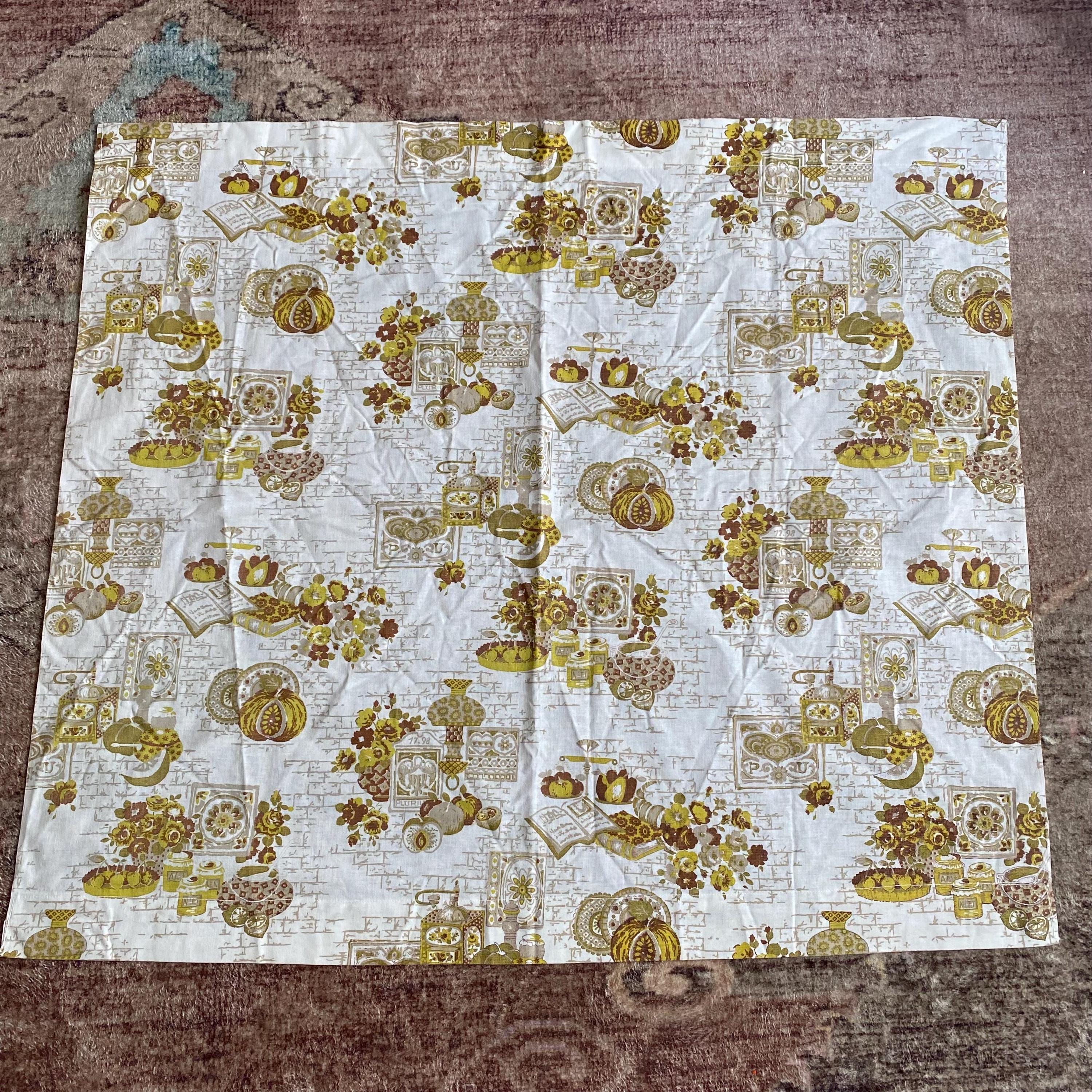 Vintage MCM Window Valance / Curtain Topper W/ Matching Table Square ...