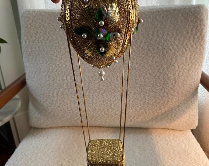 Vintage MCM Hot Air Balloon Musical Christmas Ornament - Fancy Ornate ...