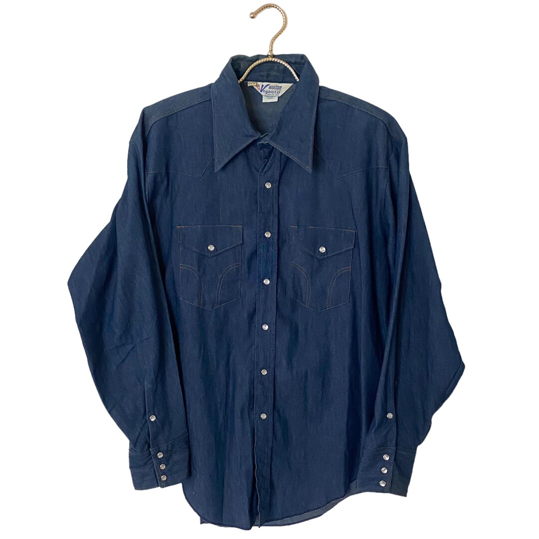 Vintage Dickies Vaquero Denim Pearl-snap Button Down Shirt Hipster ...