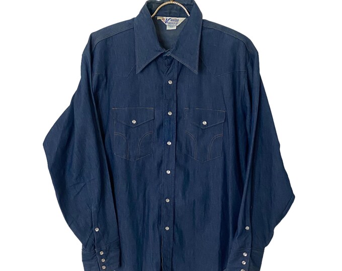 Vintage Dickies Vaquero Denim Pearl-snap Button Down Shirt Hipster ...