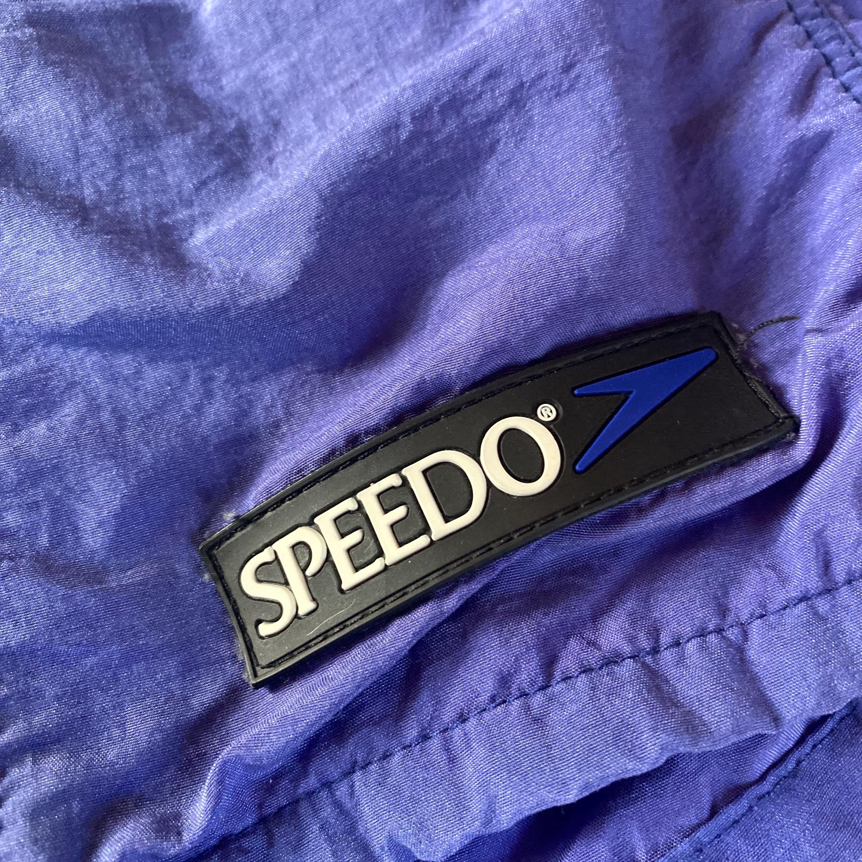 Vintage 80s 90s Speedo Cobalt Purple Blue Drawstring Swim Trunks Baggy ...