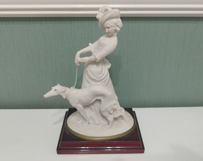 Capodimonte White B Merli Woman and Dog Resin Figure - Etsy