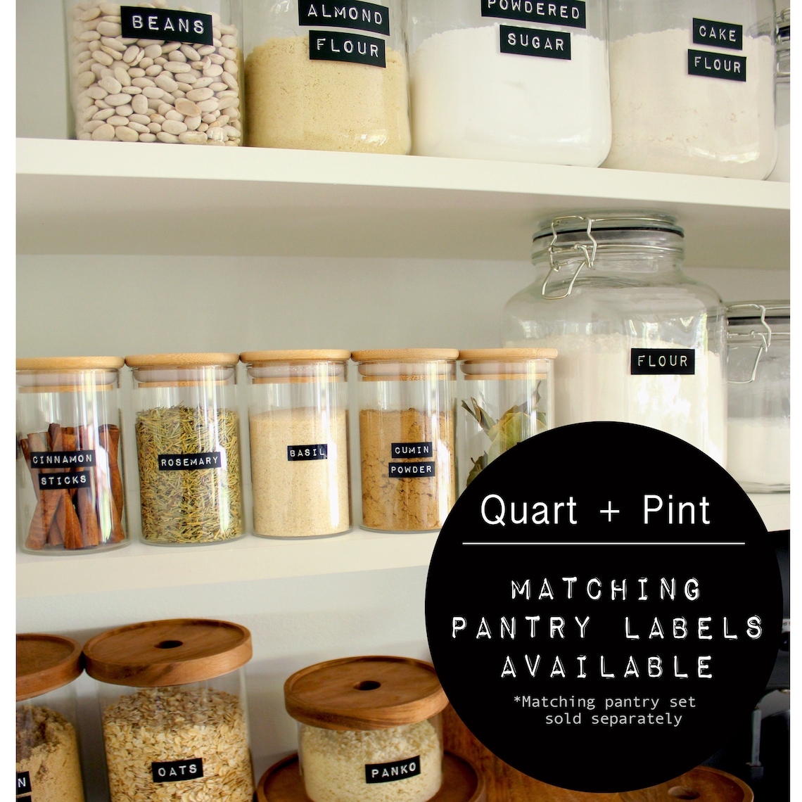 160 Spice Jar Labels: Printed Minimalist Black Matte Vinyl - Etsy