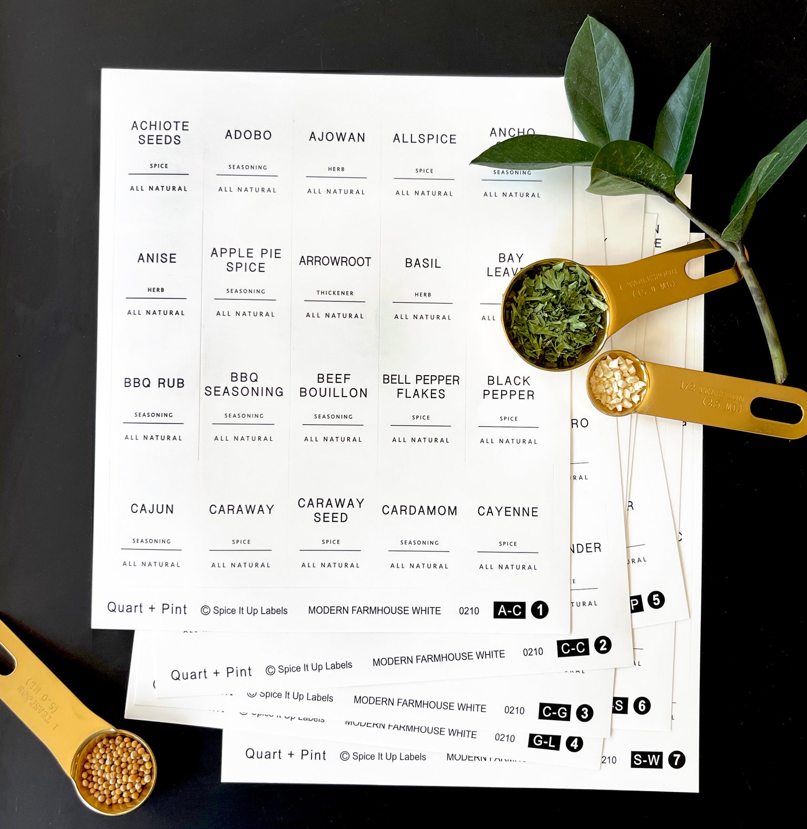 160 Minimalist White Spice Labels. Preprinted Modern Farmhouse Spice ...