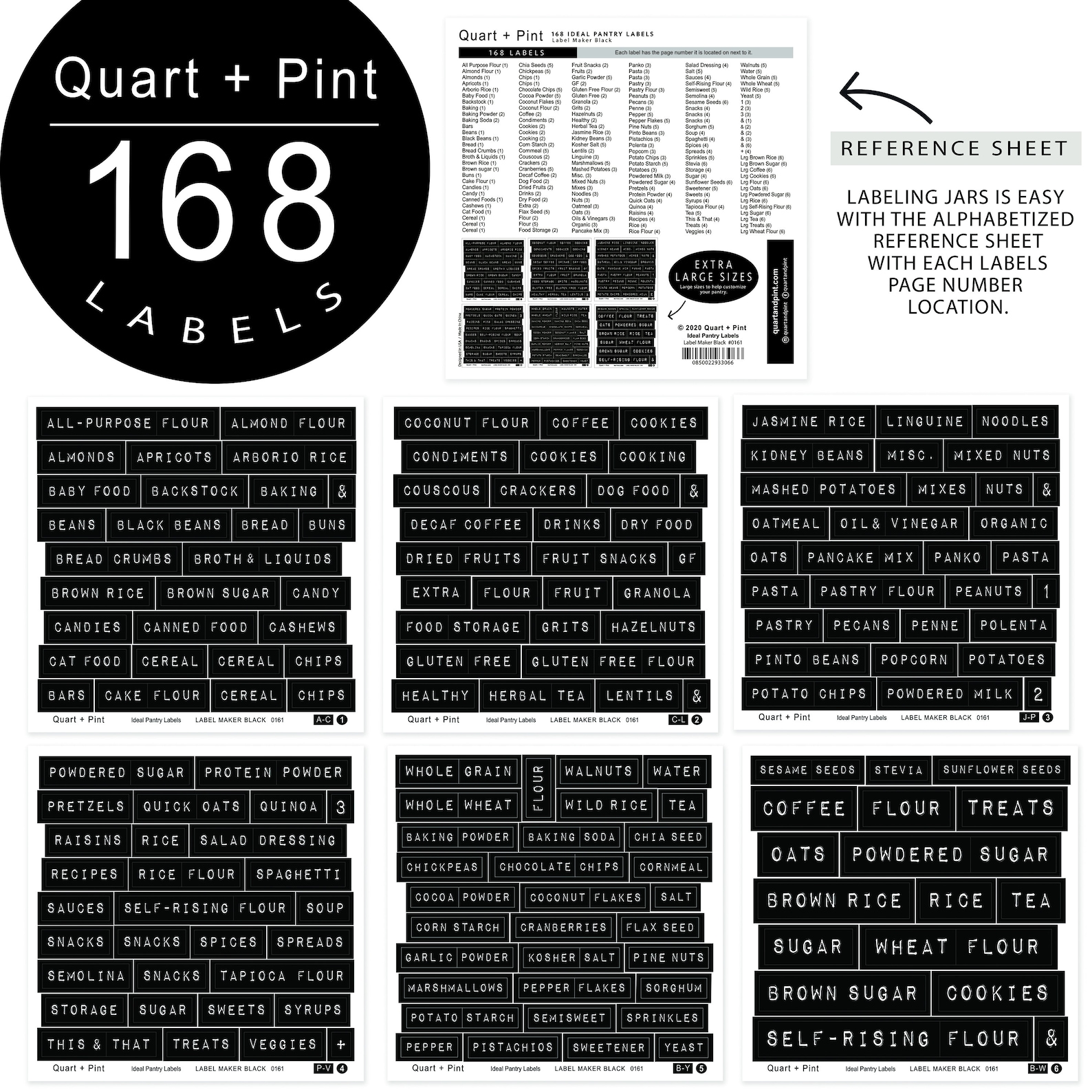 168 Pantry Labels: Preprinted Minimalist Black Matte Vinyl Stickers ...