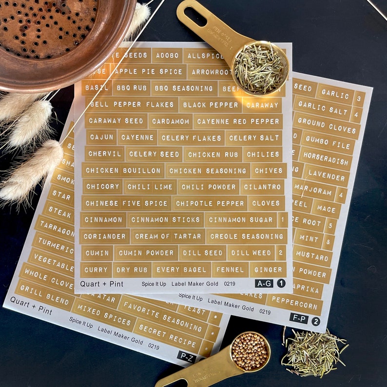 160 Gold Spice Jar Labels: Preprinted Minimalist Gold Foil Vinyl ...