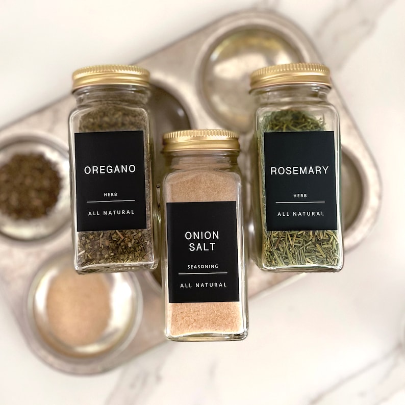 160 Minimalist Black Spice Labels. Preprinted Modern Farmhouse - Etsy