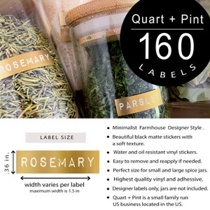 160 Gold Spice Jar Labels: Preprinted Minimalist Gold Foil Vinyl ...