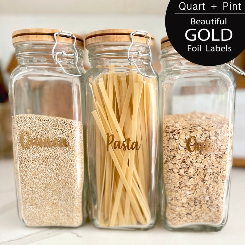 155 Gold Pantry Labels: Printed Clear Vinyl Stickers Gold - Etsy