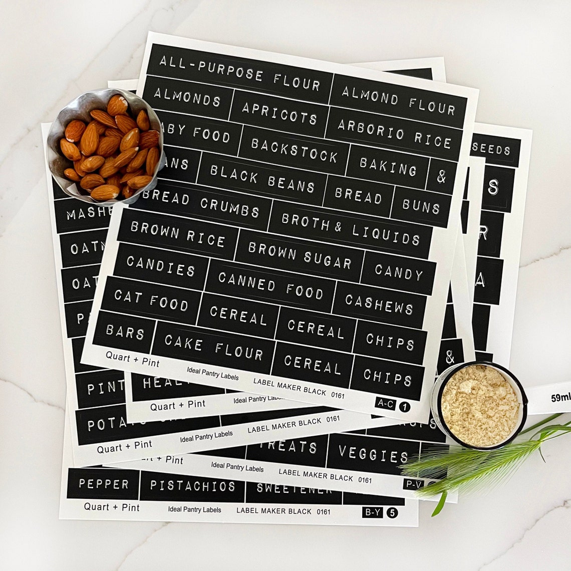 168 Pantry Labels: Preprinted Minimalist Black Matte Vinyl Stickers ...