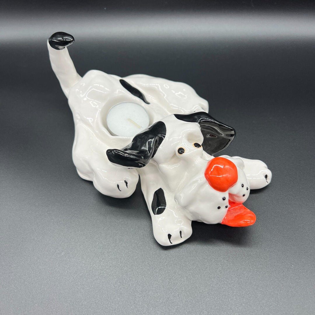 Cats Dogs People Too Debby Carman Black & White Dog Figurine Candle ...