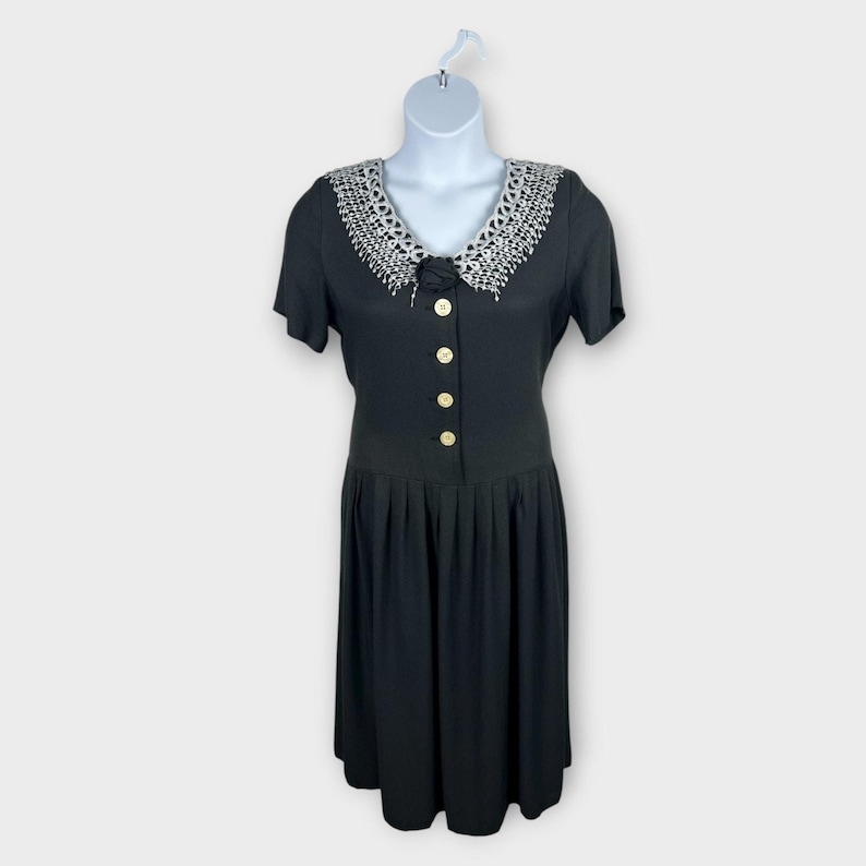 Jeffrey & Dara Linda Hutley Black Lace Cottage Whimsy Goth Midi Dress ...
