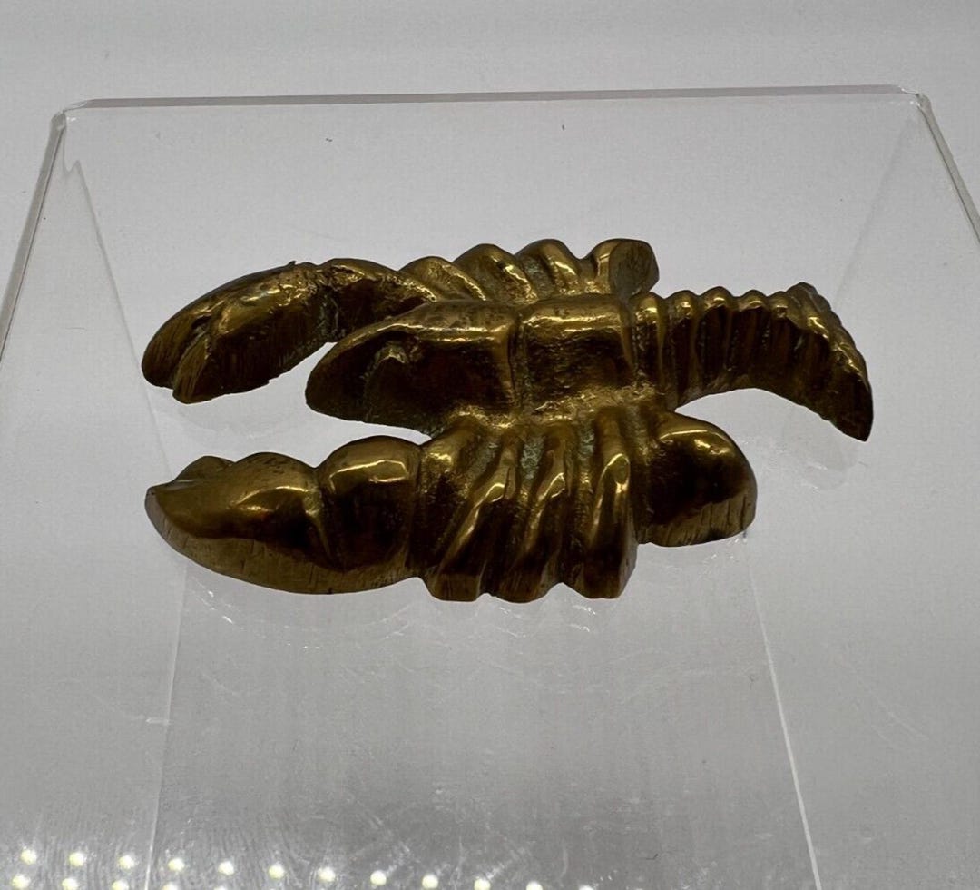 Small Brass Lobster Paperweight Figurine Nautical Ocean Sea Creature ...