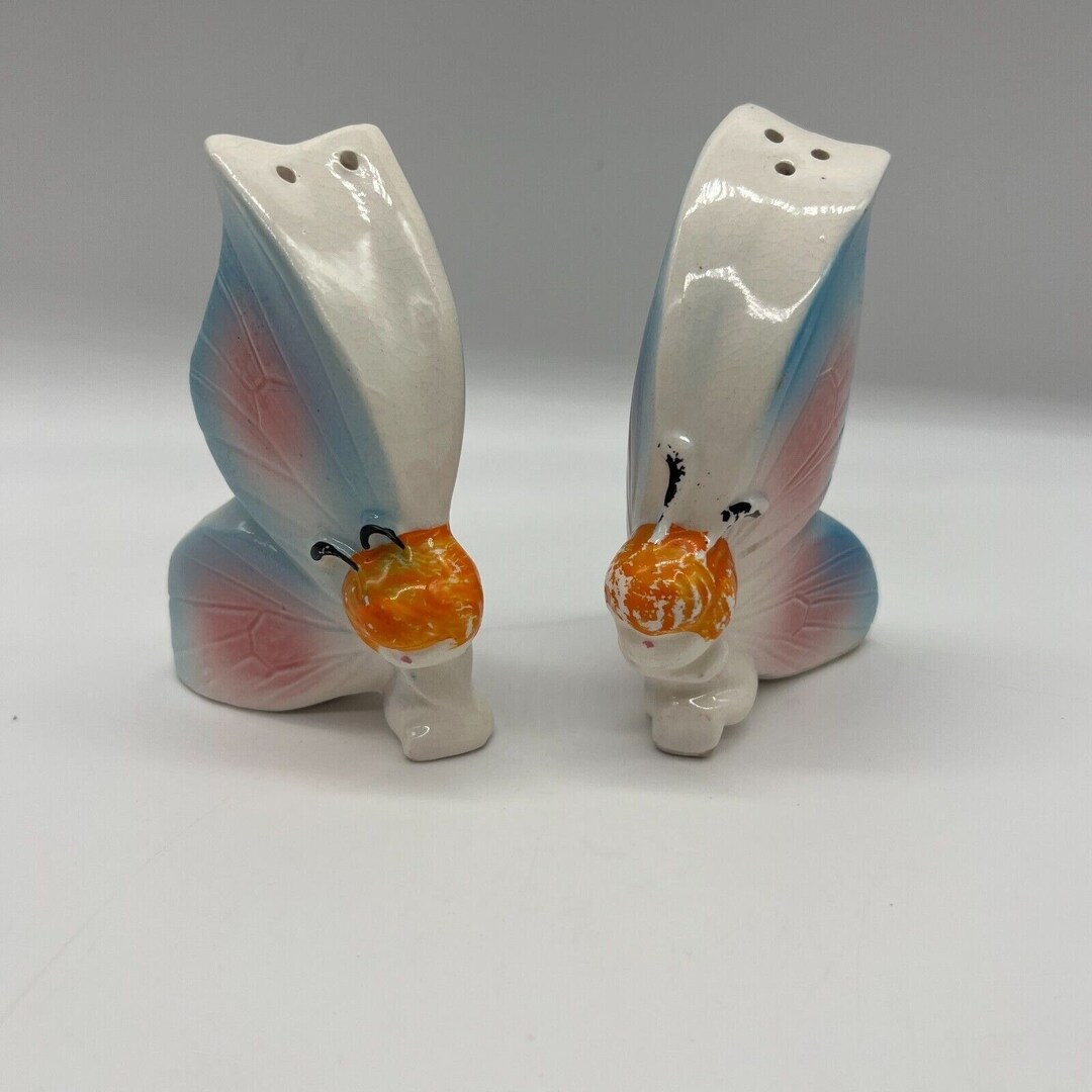 Vintage Anthropomorphic Fairy Butterfly Salt and Pepper Shakers Japan ...
