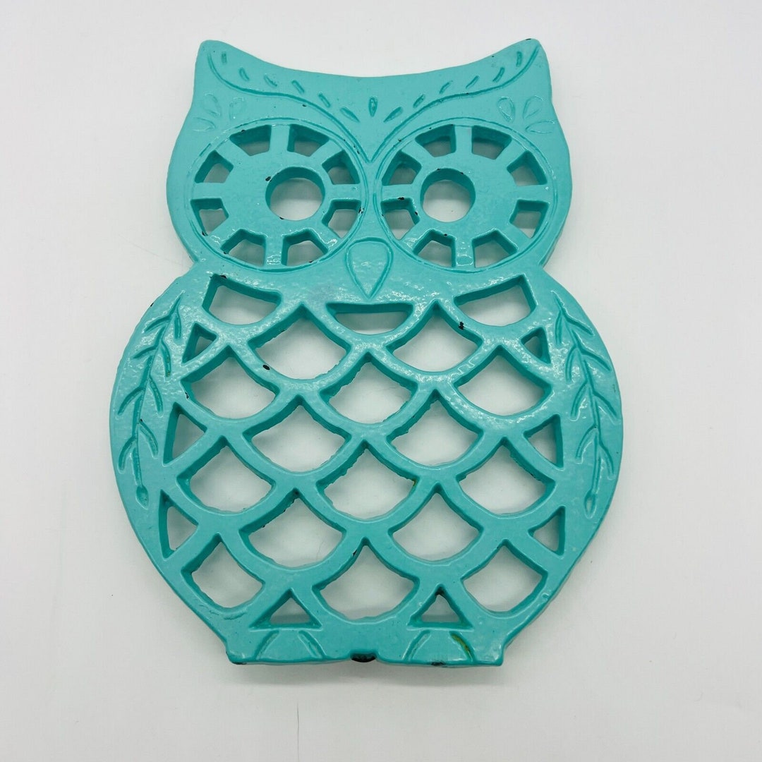 World Market Cast Metal Owl Trivet Teal Turquoise Color Large - Etsy