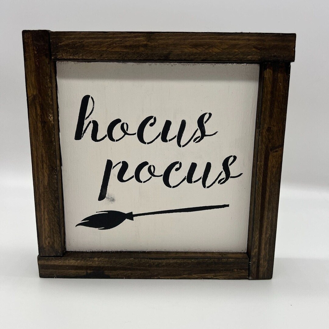 Handmade Rustic Hocus Pocus Halloween Sign White and Black Halloween ...