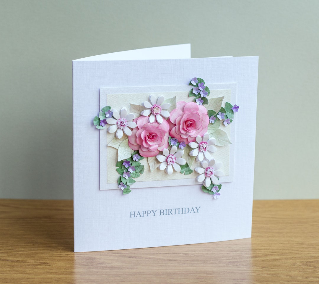 Fancy Handmade Birthday Card - Happy Birthday Card - Greeting Card ...