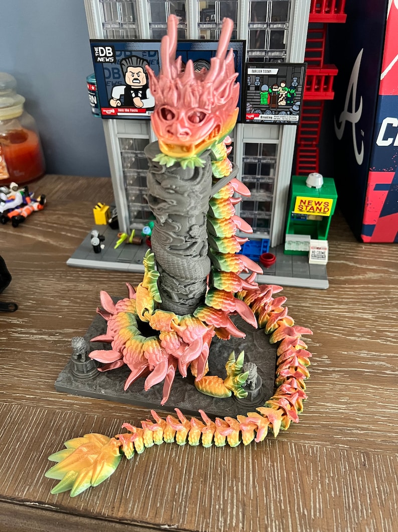 3d Printed Articulated Dragon With Stand | Etsy