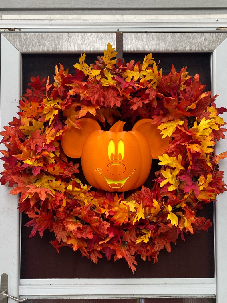 Fall Mickey Mouse Large Pumpkin Wreath - Etsy