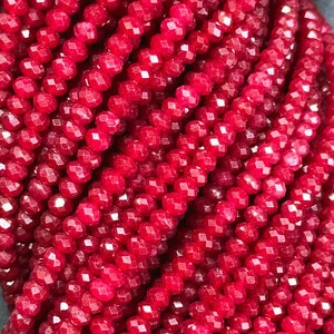 Natural Red Jade Gemstone Bead Faceted 3mm Rondelle Shape Bead ...