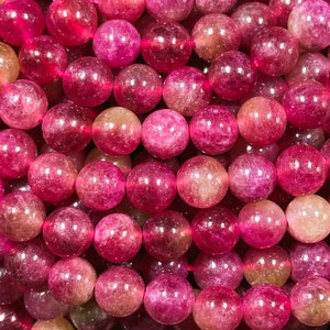 Natural Watermelon Tourmaline Quartz Gemstone Bead Smooth 6mm 8mm Round ...